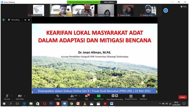 Diskusi Online Seri 9 “Kearifan Lokal Dalam Adaptasi dan Mitigasi Bencana” – p3b LPPM